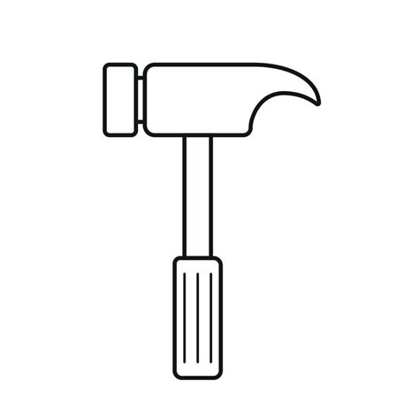 Hammer Icon Clipart In Black Line Vector Illustration Isolated On White