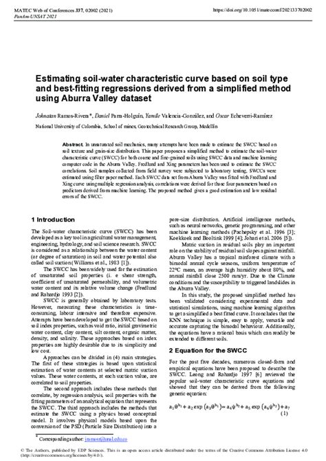 Pdf Estimating Soil Water Characteristic Curve Based On Soil Type And Pdf Estimating Soil Water Characteristic Curve Based On Soil Type And