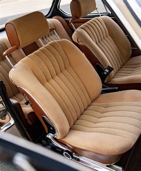 Vintage Car Interior With Beige And Brown Leather Upholstery