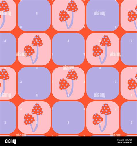 Psychedelic Checkerboard And Mashroom Background Wavy Vector