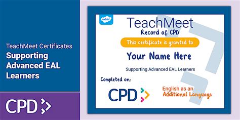 Teachmeet Certificate Supporting Advanced Eal Learners