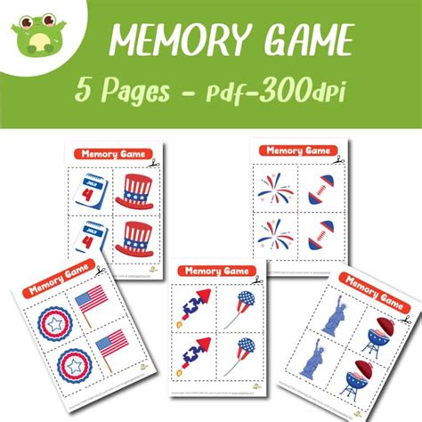 4th Of July Memory Game 5 Pages Of Printable Matching Cards