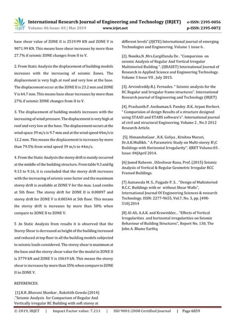 Irjet Seismic Analysis And Design Of Multistorey Building In Different