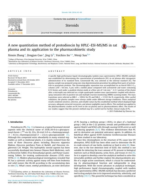 Pdf A New Quantitation Method Of Protodioscin By Hplc Esi Msms In