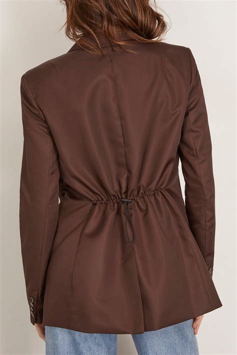 Tibi Eco Nylon Max Blazer In Brown Hampden Clothing
