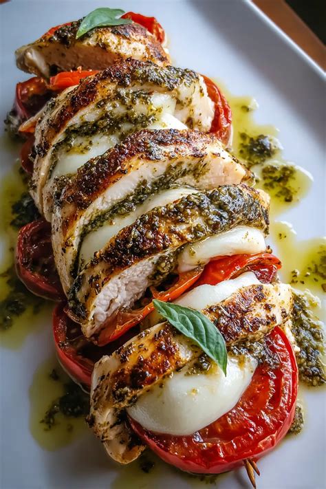 Pesto Mozzarella And Tomato Stuffed Chicken Breasts Cooking With Chef