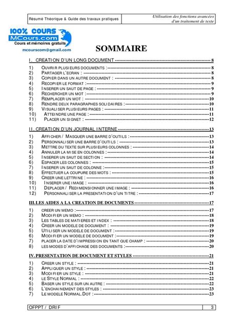 Cours Word Utilisation Des Fonctions Avancées Dun Traitement De Texte
