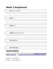 Week 2 Assignment Docx Week 2 Assignment Due Apr 16 At 11 59pm Points 70 Questions 25