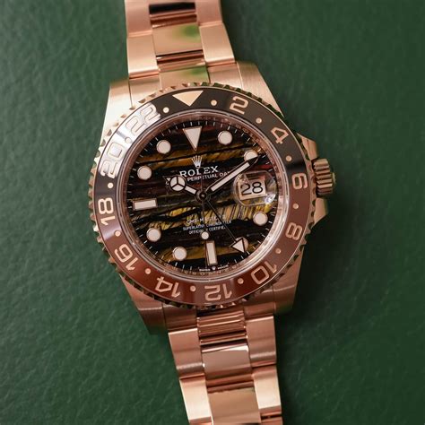 Hands On The Exotic Rolex Gmt Master Ii Everose Gold With Tiger Iron Dial