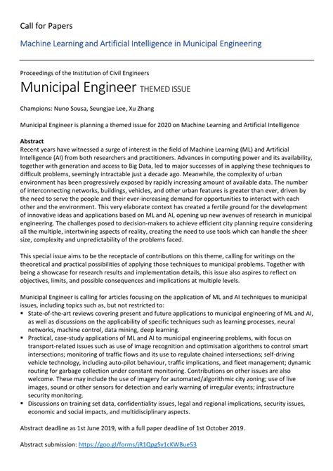 pdf call for papers machine learning and artificial intelligence in