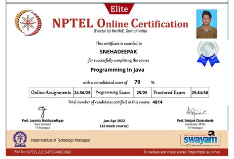 Sneha Deepak Bavirisetti On Linkedin Nptel Programminginjava