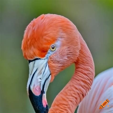 Ultra Macro Close Up Of Flamingos Detailed Beak With Light Reflection