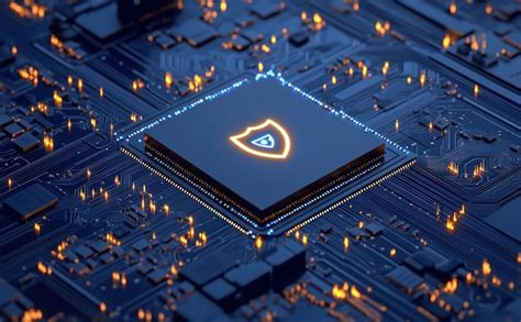 Cyber Security Shield On A Microchip Premium Ai Generated Image