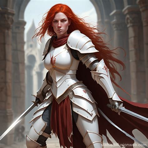 Female Paladin In White Armor Stable Diffusion Online