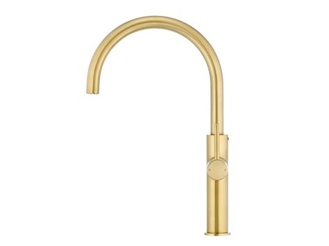 Mizu Drift Gooseneck Sink Mixer Curve Brushed Brass 5 Star Lead Free