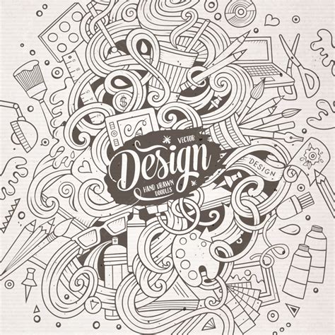 Cartoon Cute Doodles Hand Drawn Design Illustration Background Office Abstract Doodles