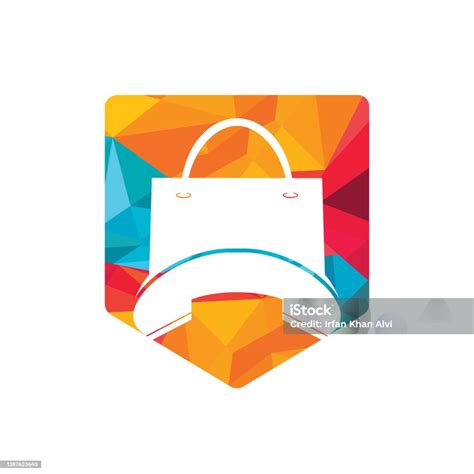 호출 스토어 벡터 로고 디자인 템플릿 핸드셋 아이콘 디자인의 쇼핑백 가방에 대한 스톡 벡터 아트 및 기타 이미지 가방 고객 구매 Istock