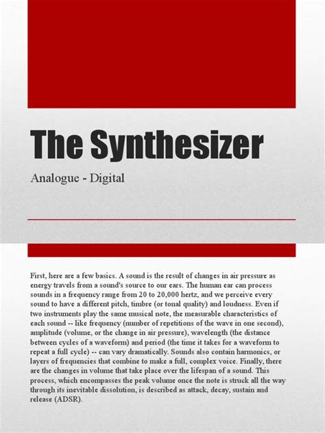 Synthesizer Basics Pdf Synthesizer Sound