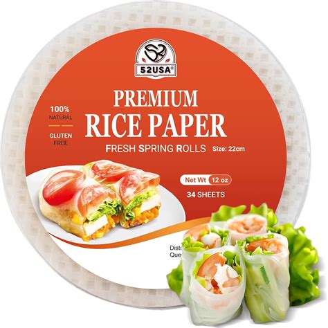 52usa Rice Paper 1 Pack 34 Sheets Gluten Free Wonton Wrappers Vegan