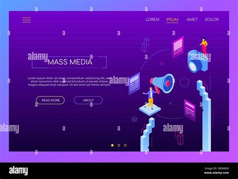 Mass Media Modern Isometric Vector Web Banner Stock Vector Image