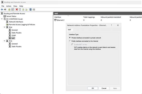 install a nat router with windows server routing and remote access