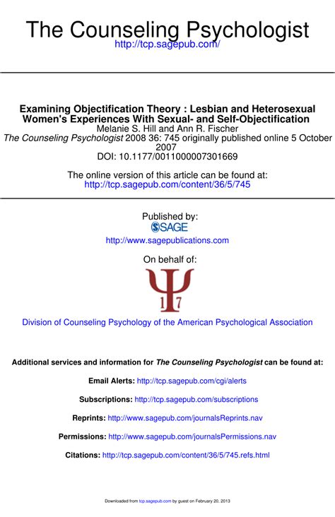 Pdf Examining Objectification Theory Lesbian And Heterosexual Women