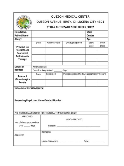 Policy And Procedure Ams 7th Day Automatic Stop Order Form Pdf