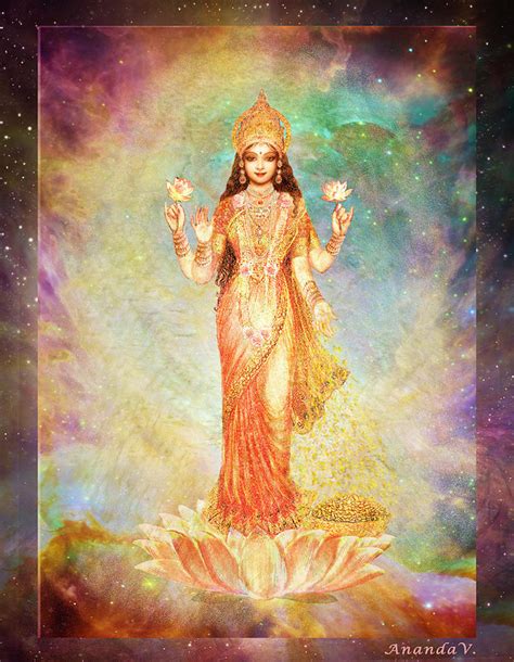 Lakshmi Floating In A Galaxy Mixed Media By Ananda Vdovic Fine Art
