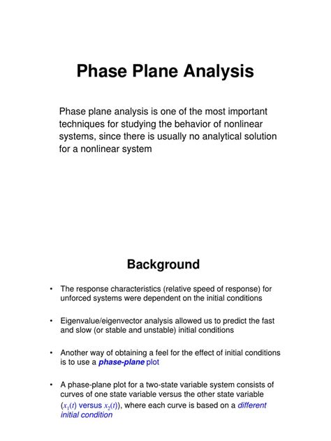 Phase Plane Analysis For Nonlinear Systems Pdf Initial Condition