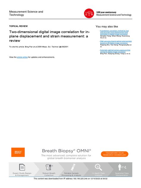 Pan Et Al 2009 Two Dimensional Digital Image Correlation For In P