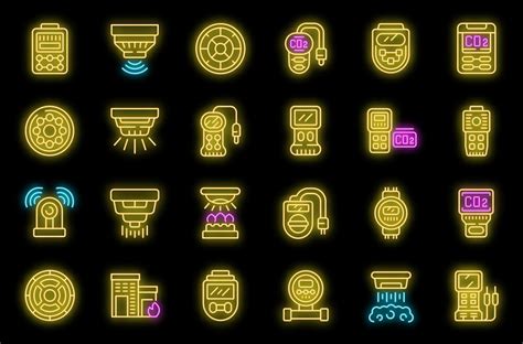 Premium Vector Gas Detector Icons Set Vector Neon