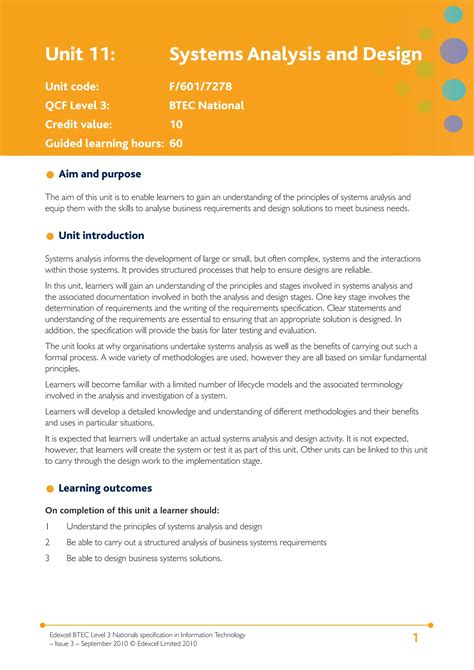 Unit 11 Systems Analysis And Design Pdf Business Administration