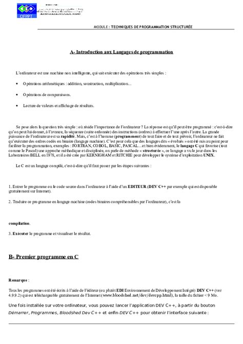 Doc Langage C Cours