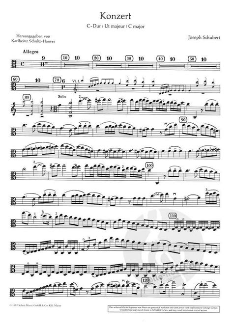 Concerto C Major By Joseph Schubert Viola Sheet Music