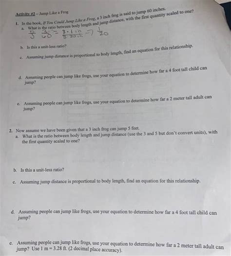 Solved Activity 2 Jump Like A Frog Pow Could Jump Like A Frog A