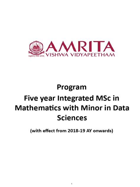 Integrated Msc Mathematics With Minor Data Science Download Free Pdf