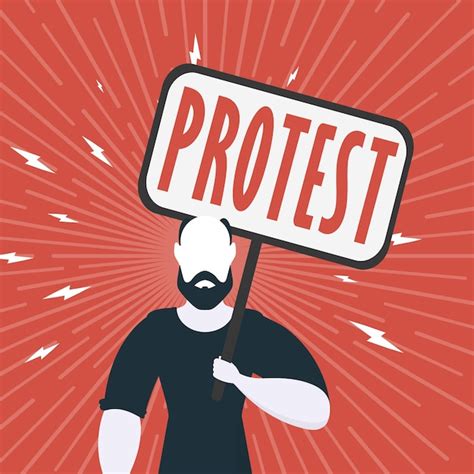 Premium Vector Protest Concept A Man With An Empty Banner In His
