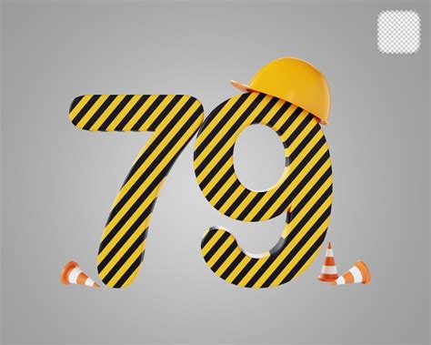 Premium Psd Number 79 Construction Style 3d Illustration