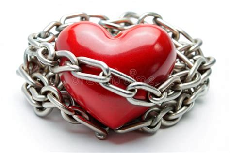 Chained Red Heart Love And Passion Concept Stock Illustration