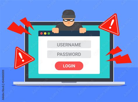 Fake Login Window Browser With Hacker On Laptop Screen Technology Threat Concept Of Data Fake Login Window Browser With Hacker On Laptop Screen Technology Threat Concept Of Data