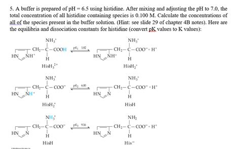 Solved A Buffer Is Prepared Of Ph 6 5 ﻿using Histidine