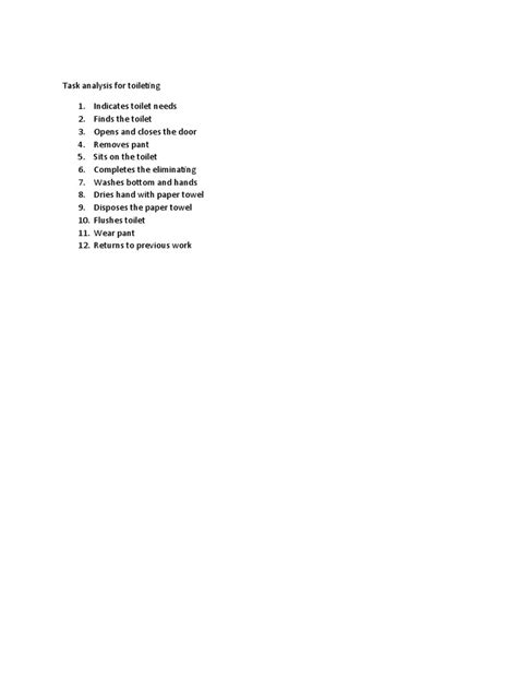 Task Analysis For Toileting Pdf