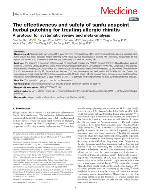 Pdf The Effectiveness And Safety Of Sanfu Acupoint Herbal Patching