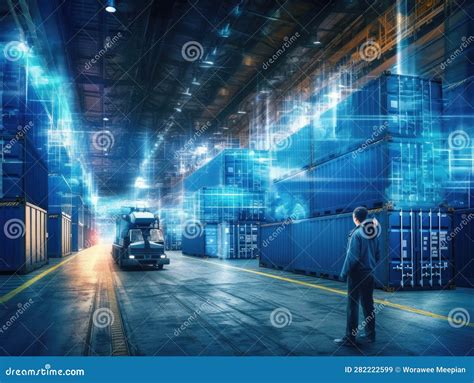 A Businessman Looking At The Virtual Interface Panel Of The Global Logistics Network For