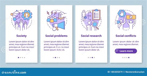 Sociology Onboarding Mobile App Page Screen With Linear Concepts Society Social Problems