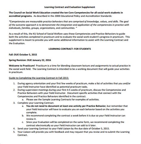 Learning Contract Template Printable Word Searches