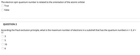 Solved QUESTION 2 How Many Orbitals Are In A D Subshell 7 5 Chegg Com