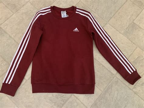 New Adidas Womens Burgundy Long Sleeve 3 Stripe Sweatshirt Size Xs Ebay