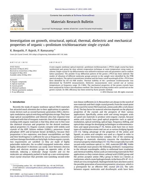 Pdf Investigation On Growth Structural Optical Thermal Dielectric