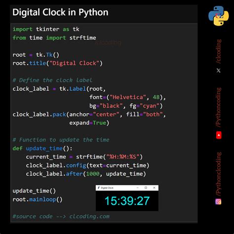 Digital Clock In Python ~ Computer Languages Clcoding